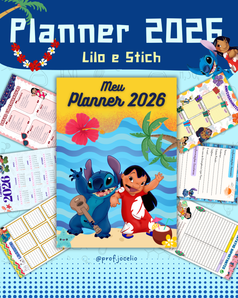 Planner 2026 – Lilo e Stich – Sua Loja de Atividades Pedagógicas – Prof ...